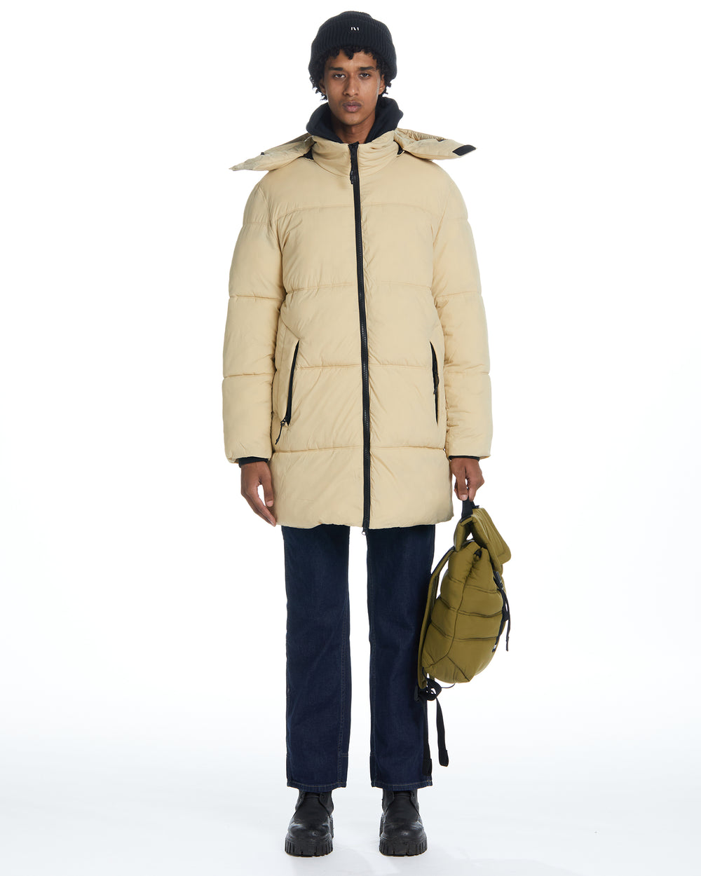 Long Hooded Puffer - Cream